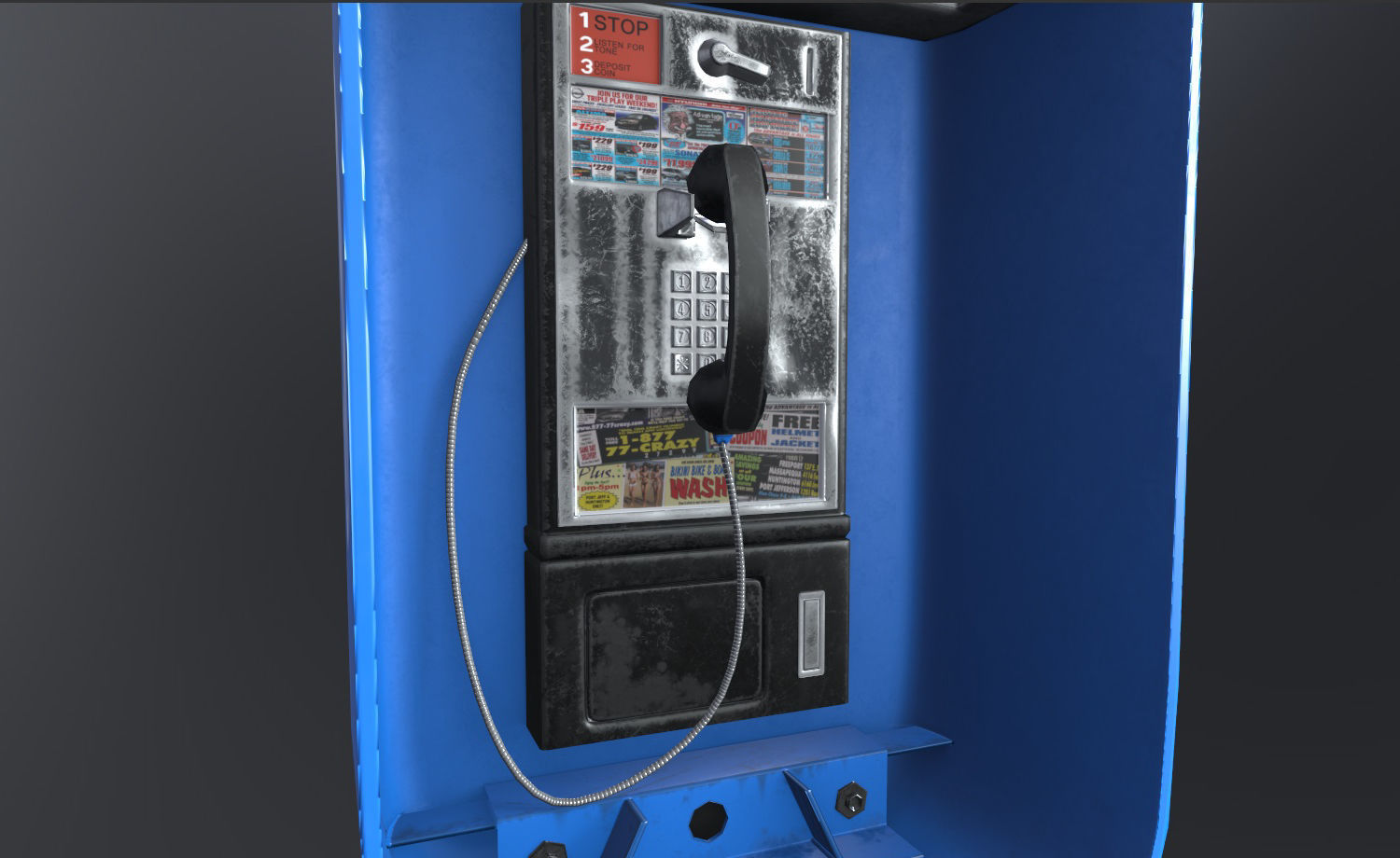 Payphone Blue New-York PBR free VR / AR / low-poly 3D model | CGTrader