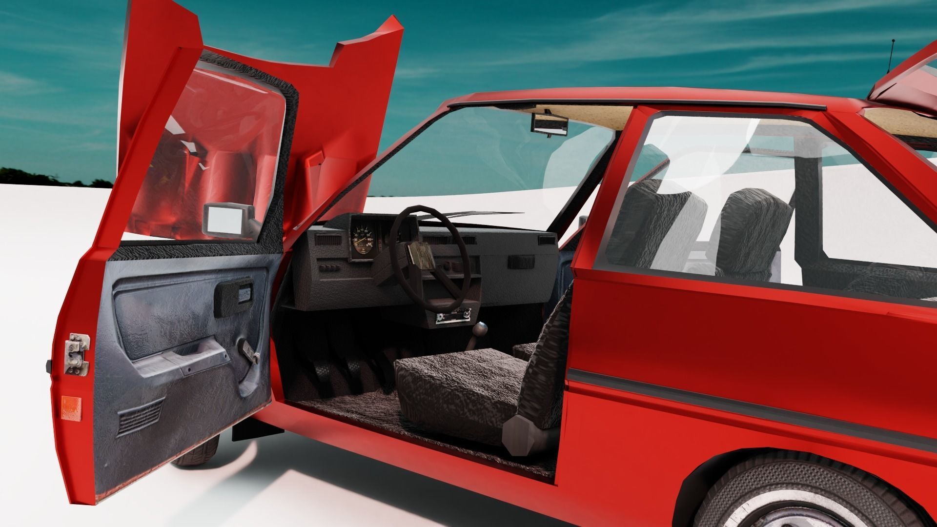 Tavria Zaz 1102 old Hatchback Low-poly 3D model Game Ready free VR / AR ...