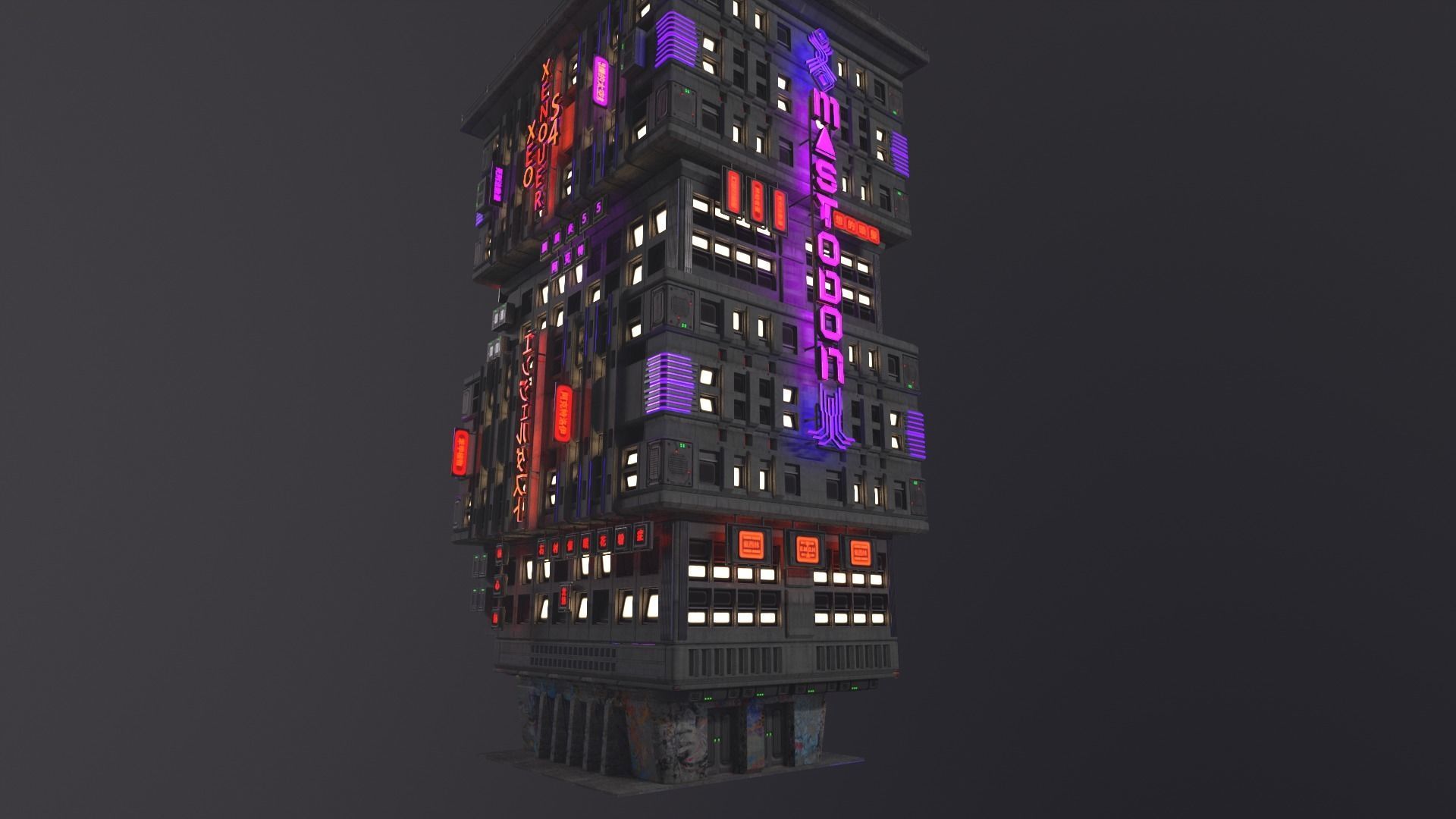 cyberpunk building 17 3D model realtime | CGTrader