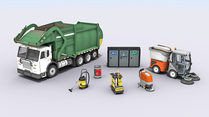 3D Model Collection Cleaning And Garbage Equipment VR / AR / low-poly ...