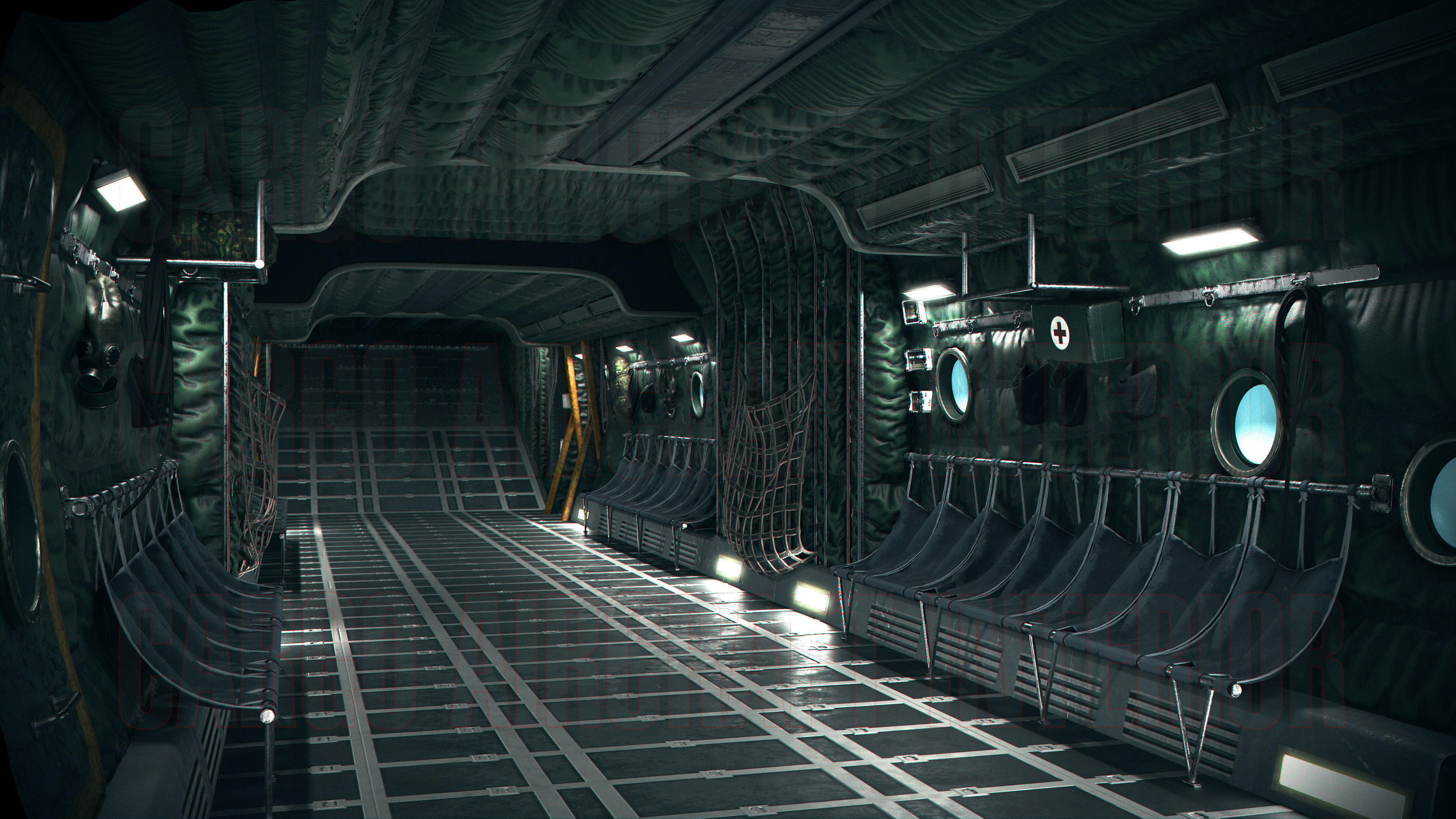 3D model Aircraft Interior Cargo C-130 Hercules PBR VR / AR / low-poly ...