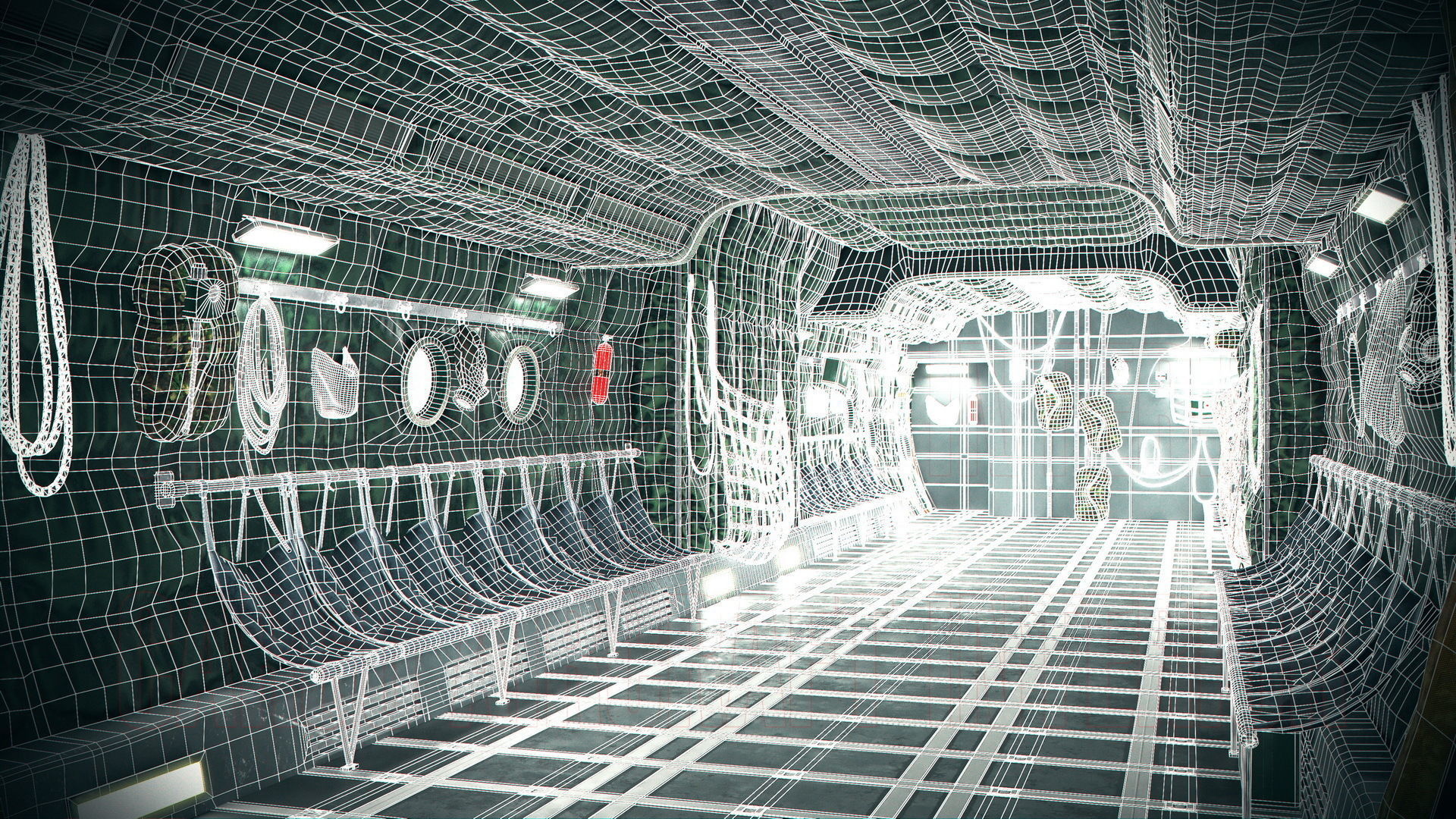 3D model Aircraft Interior Cargo C-130 Hercules PBR VR / AR / low-poly ...