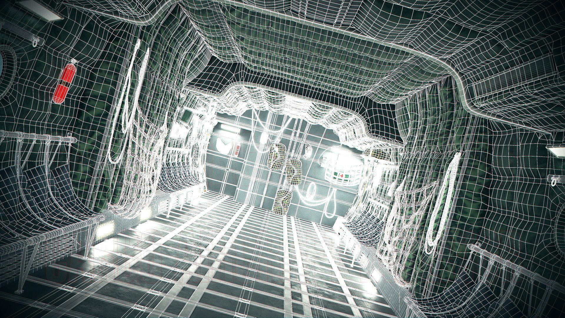 3D model Aircraft Interior Cargo C-130 Hercules PBR VR / AR / low-poly ...