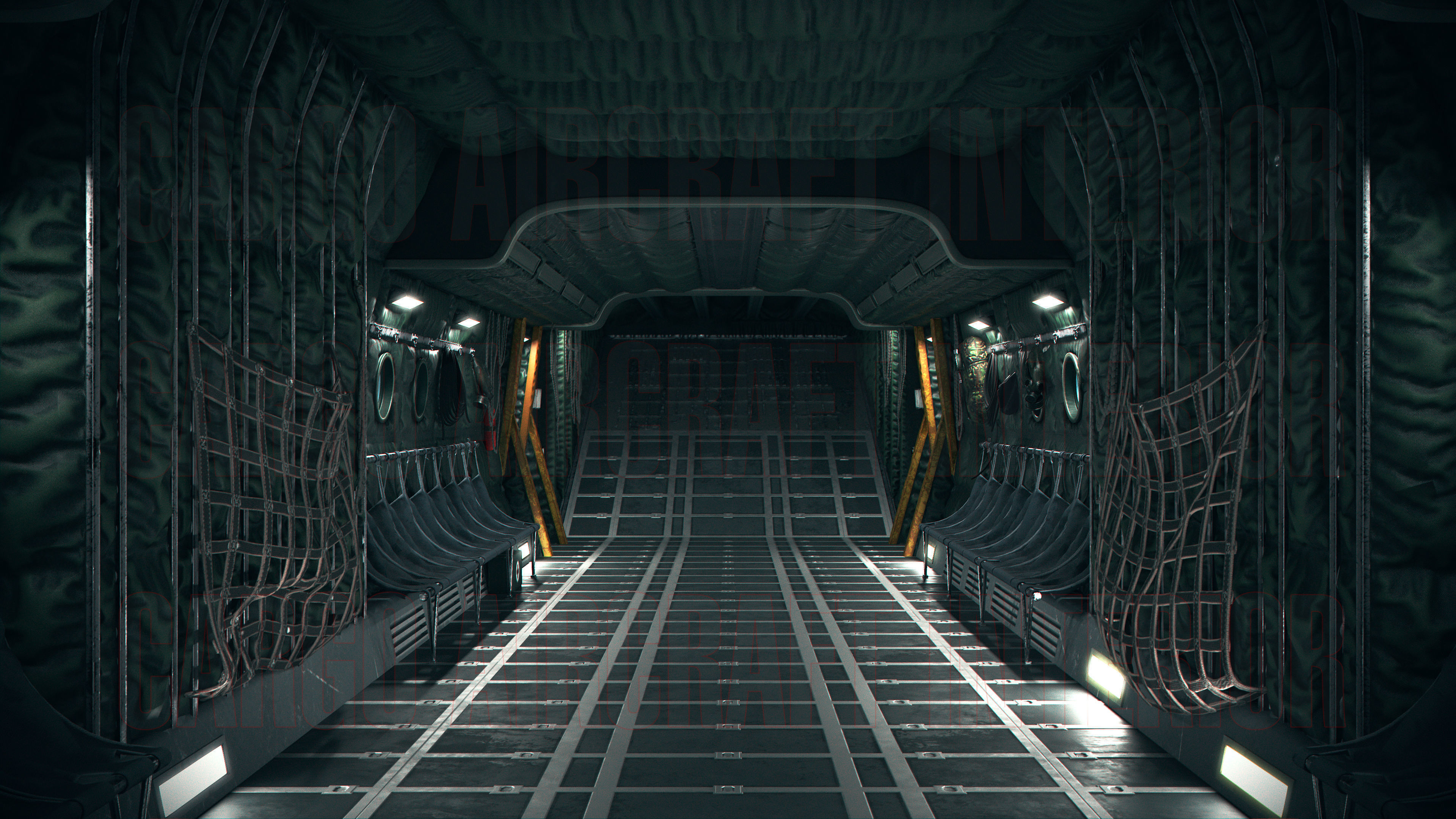 3D model Aircraft Interior Cargo C-130 Hercules PBR VR / AR / low-poly ...