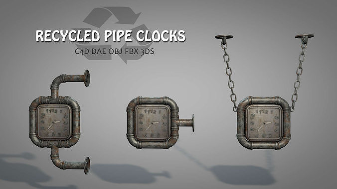 Recycled Pipe Clocks 3D model | CGTrader