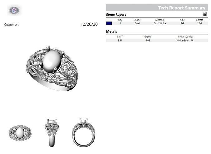 2058 R opal ring with filigree design 3D model | CGTrader