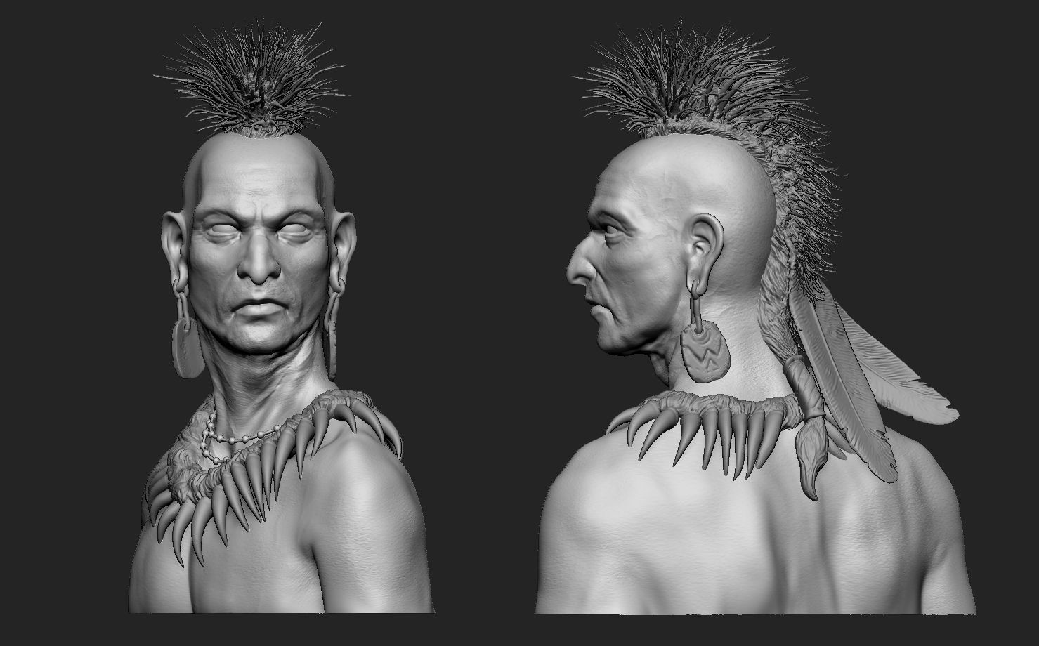 Native American Mohawk Warrior 3D model 3D printable | CGTrader