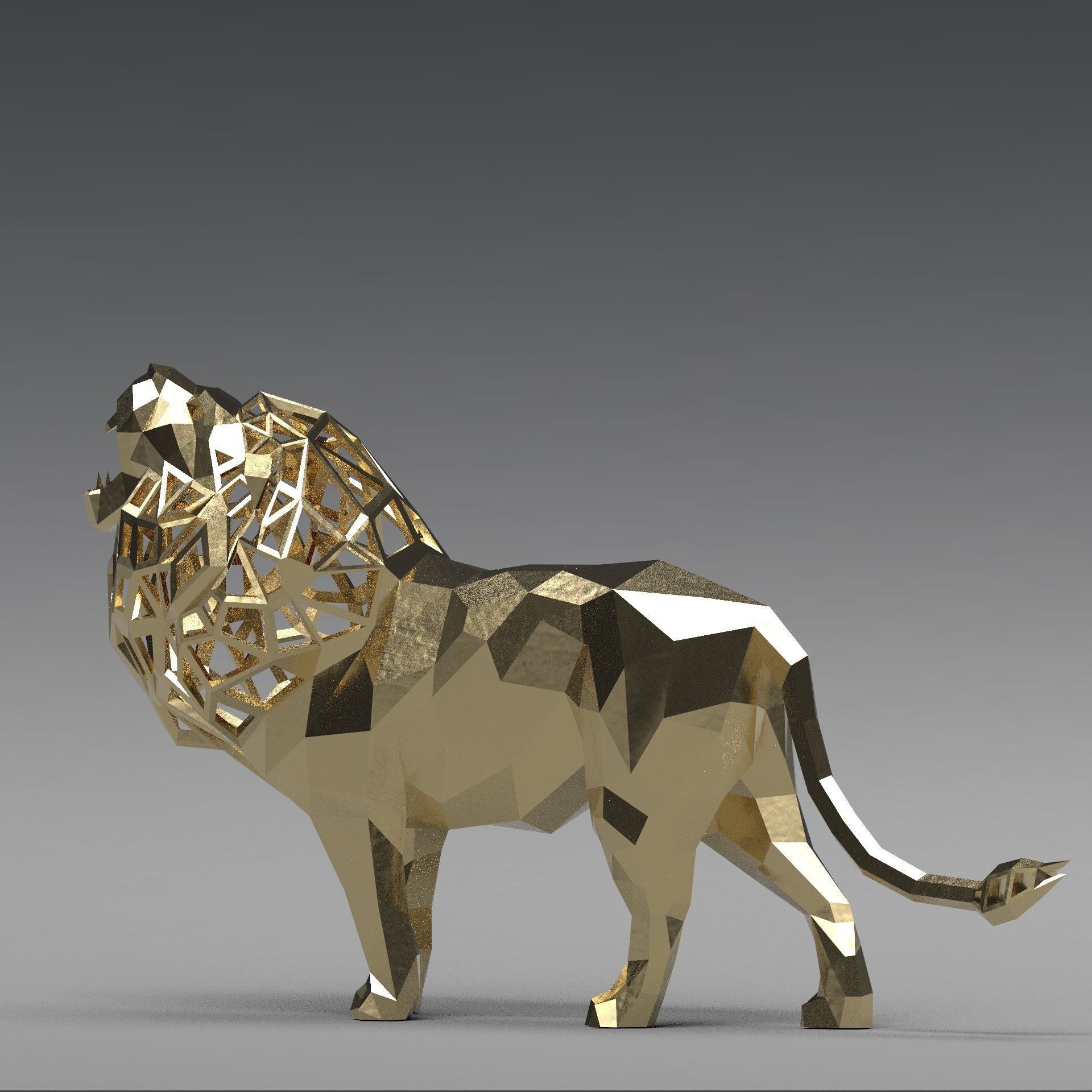 Figurine of geometric roaring lion 3D model 3D printable | CGTrader