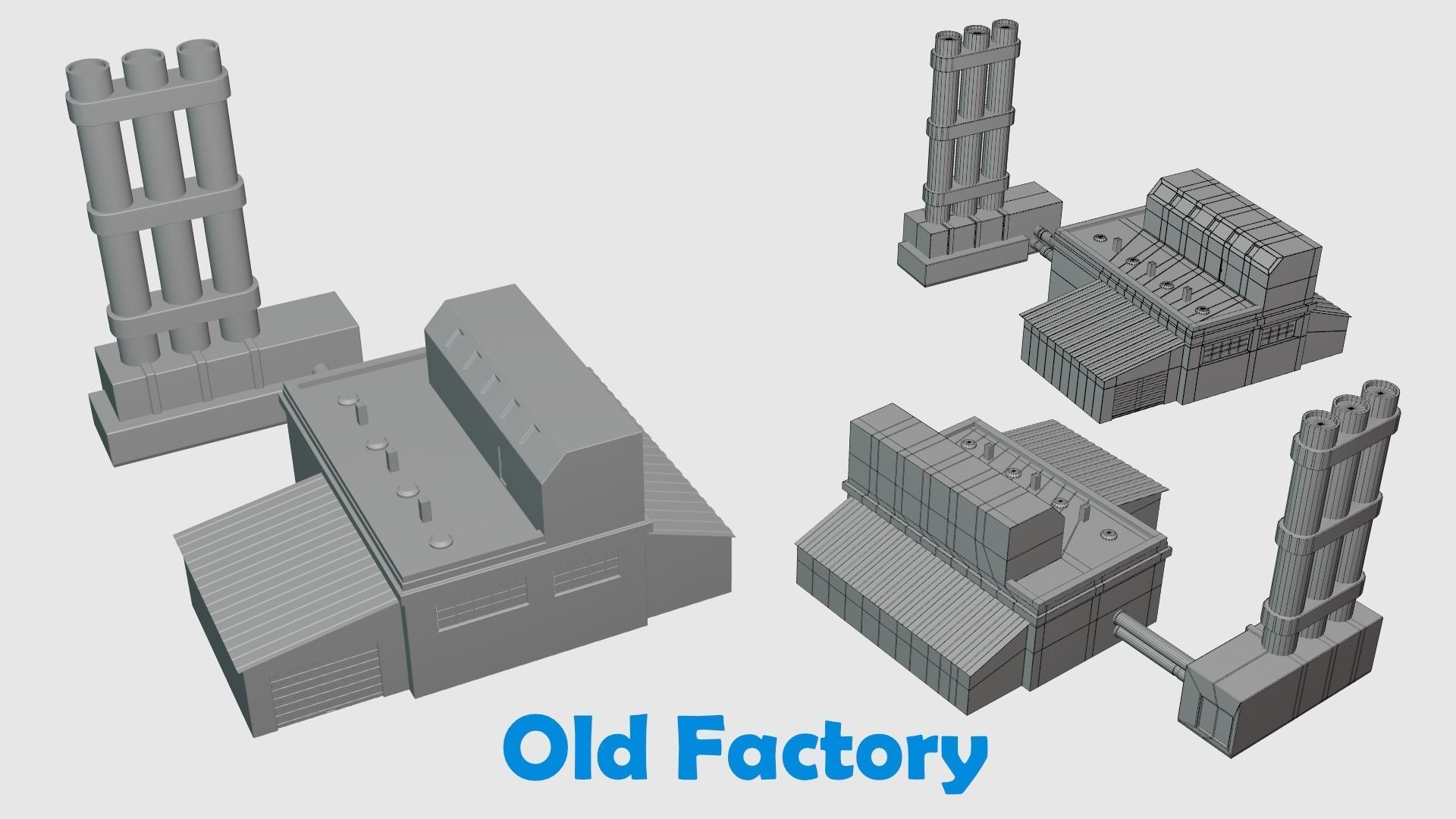 3D model LOW-POLY Factories pack VR / AR / low-poly | CGTrader