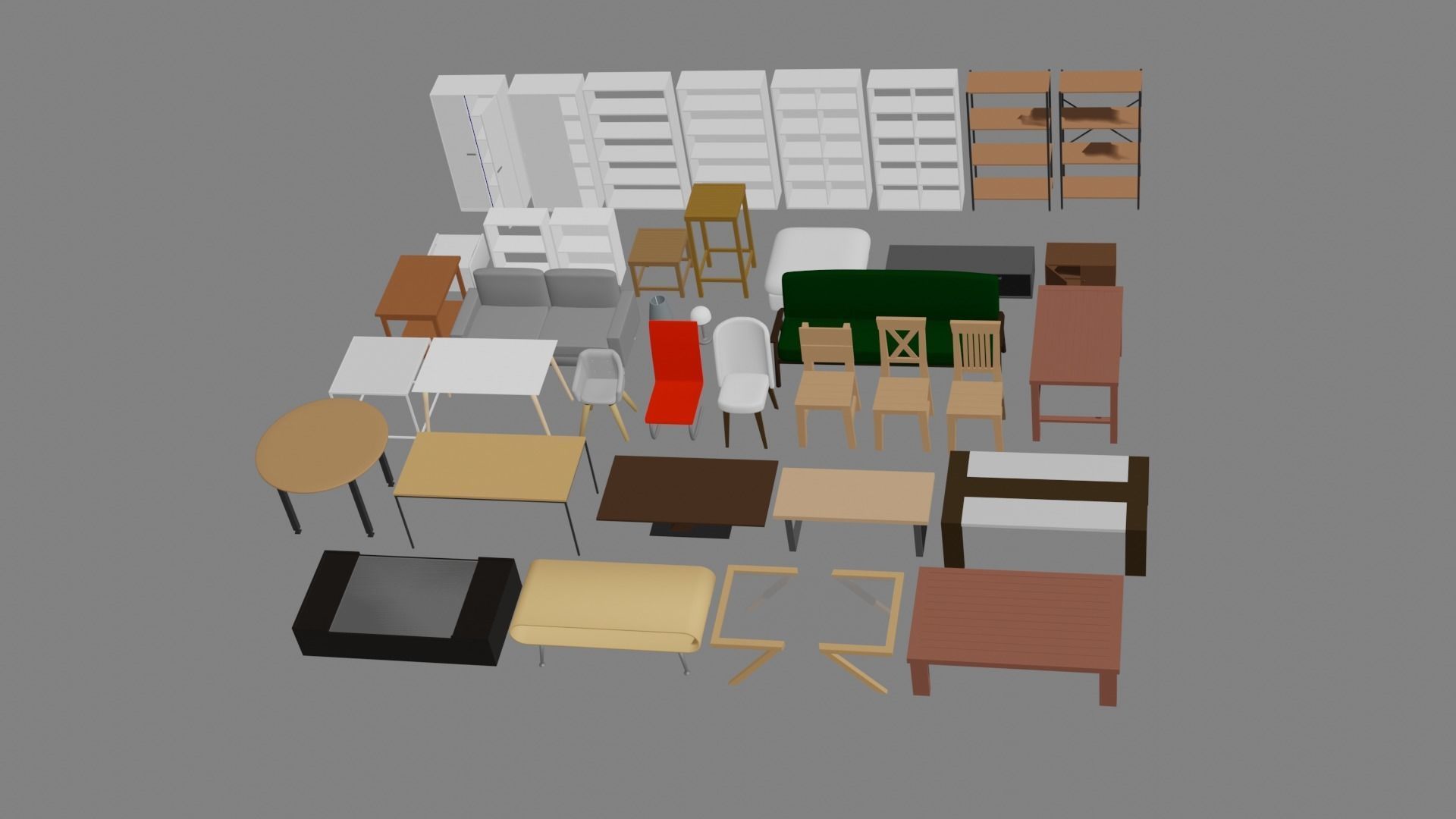 3D model Furniture Set for Game Development VR / AR / low-poly | CGTrader