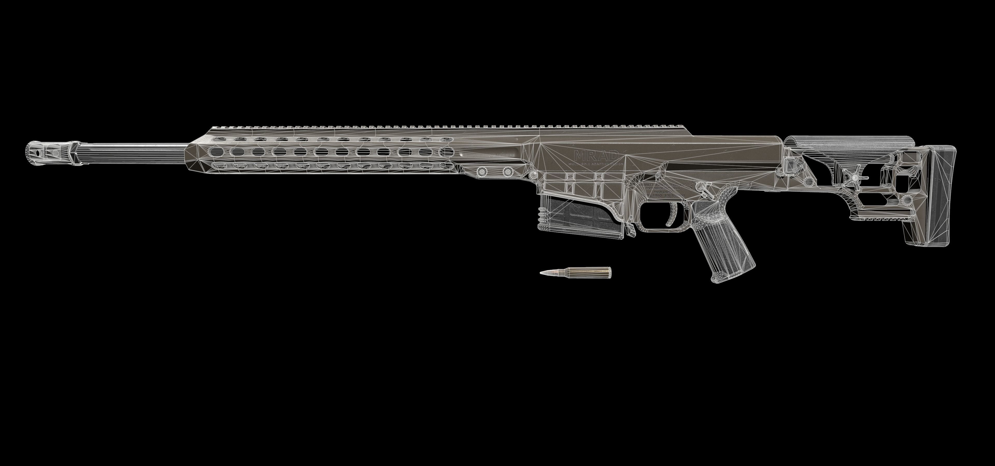 3D model Barret Mrad Sniper Rifle - Model and Textures VR / AR / low ...