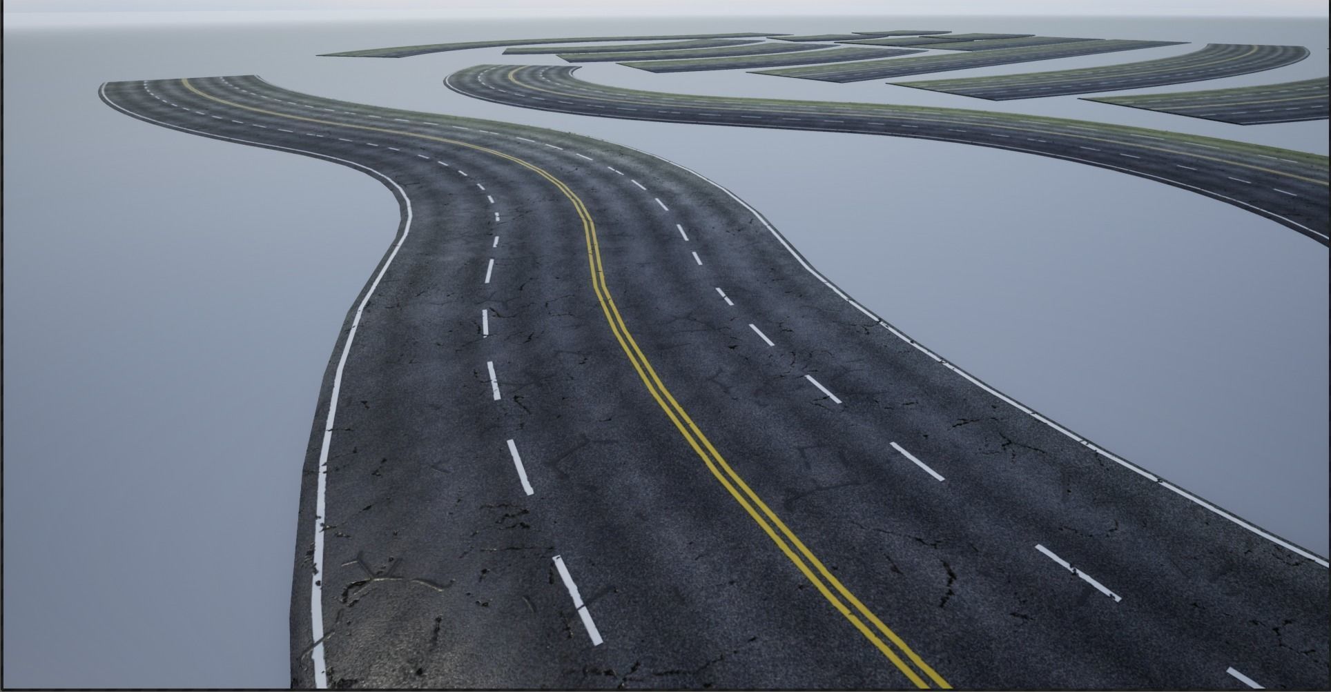3D model Modular Cracked 4-Lane Highway Roads 4K-2K VR / AR / low-poly ...