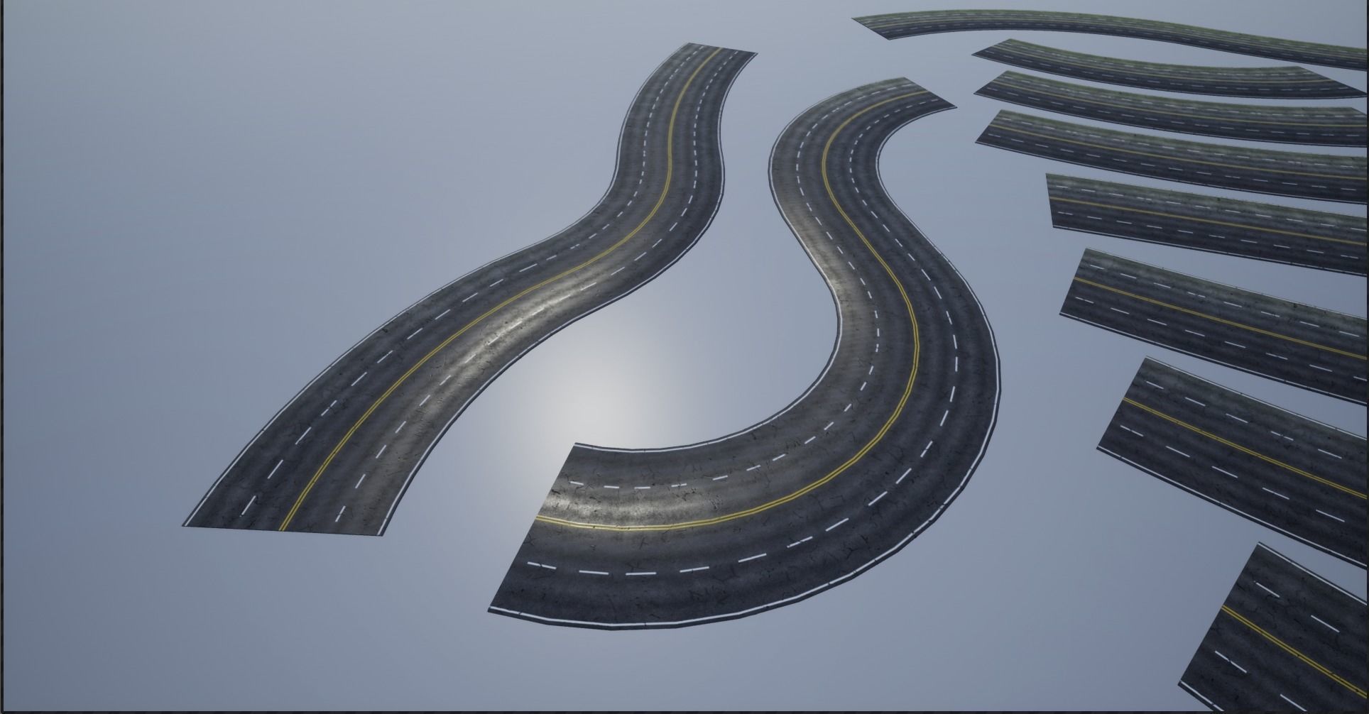 3D model Modular Cracked 4-Lane Highway Roads 4K-2K VR / AR / low-poly ...