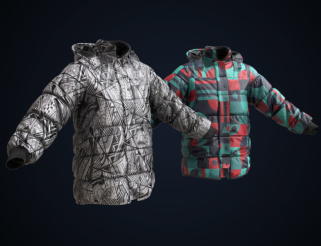 3D Model Collection Snowboarding winter jackets VR / AR / low-poly ...