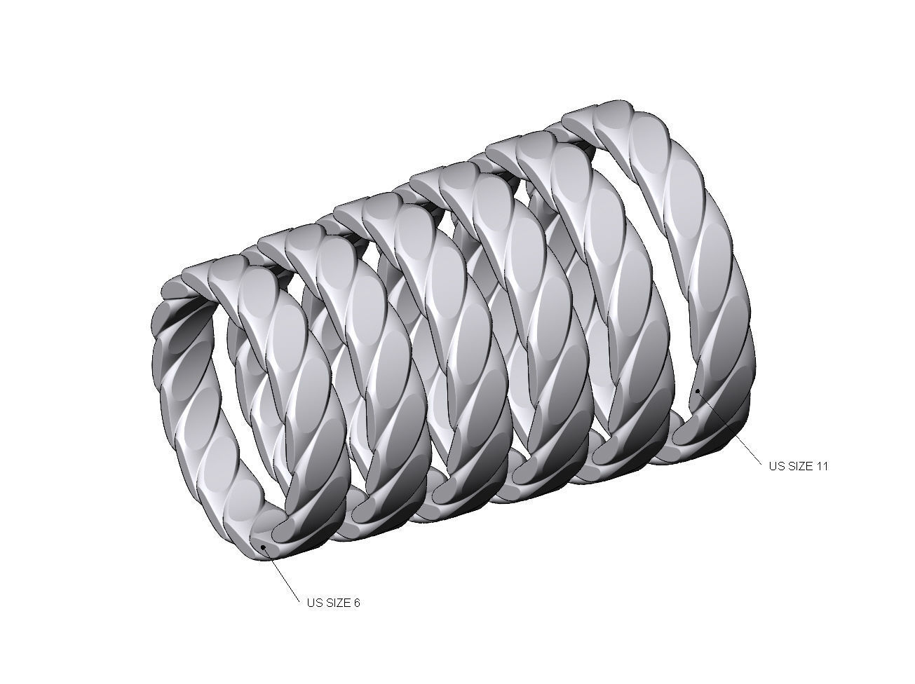 Faceted braided cable wide band 3D model 3D printable | CGTrader