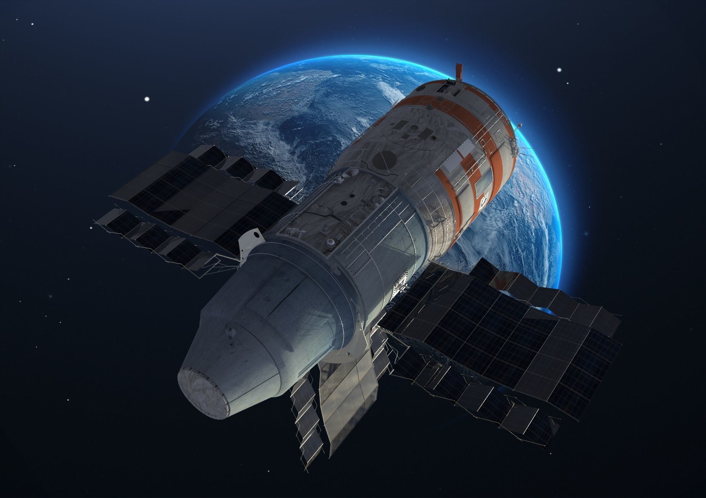 salyut7 space station orbiting earth elements of this furnished 3D model | CGTrader