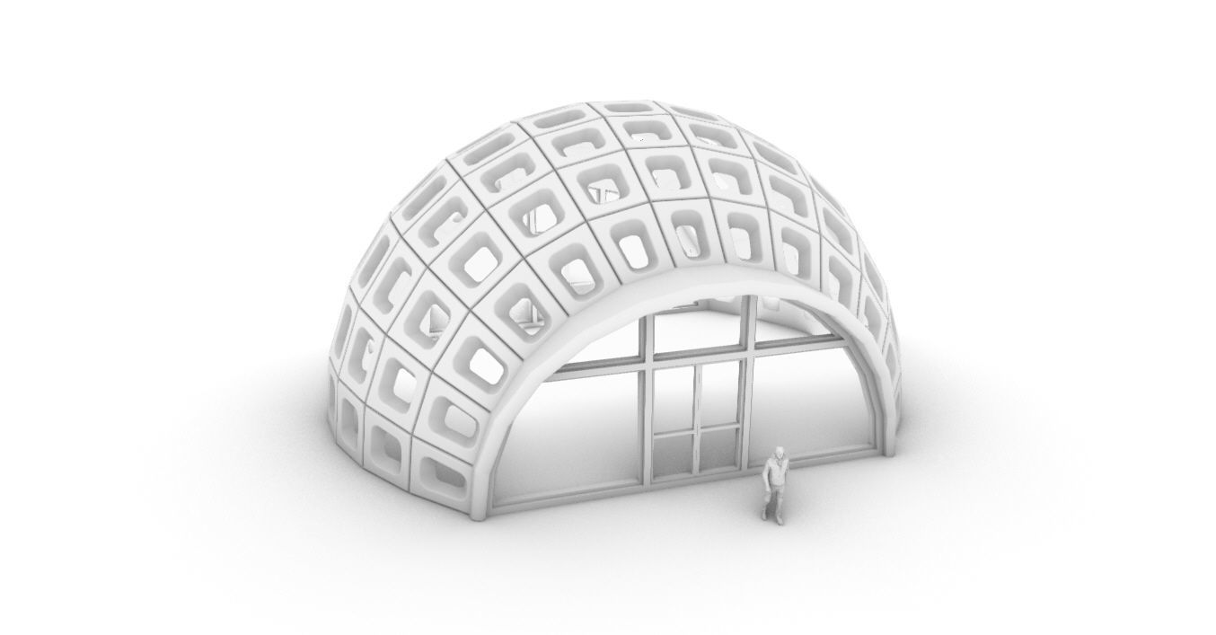 Dome Stand Alone Structure with Window Panels and entry doors 3D model ...