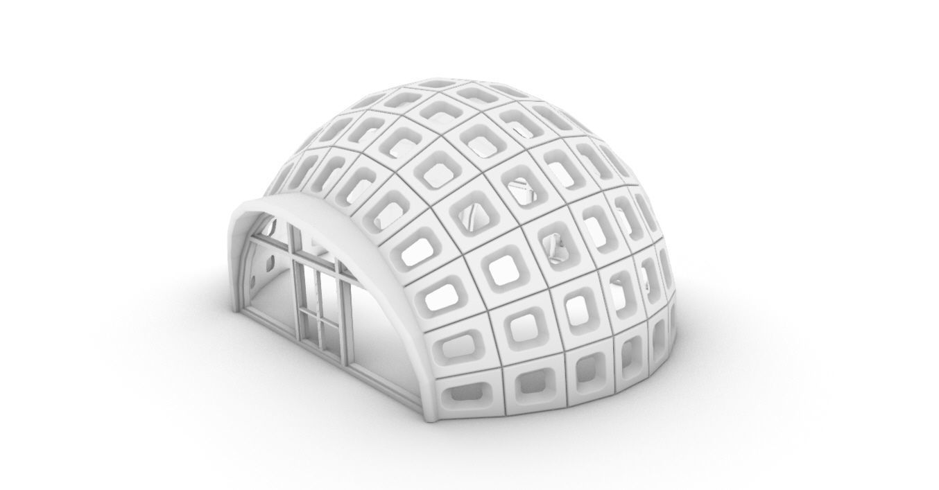 Dome Stand Alone Structure with Window Panels and entry doors 3D model ...