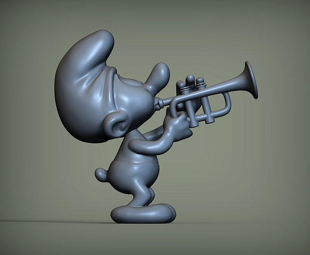 smurf with trumpet 3D model 3D printable | CGTrader