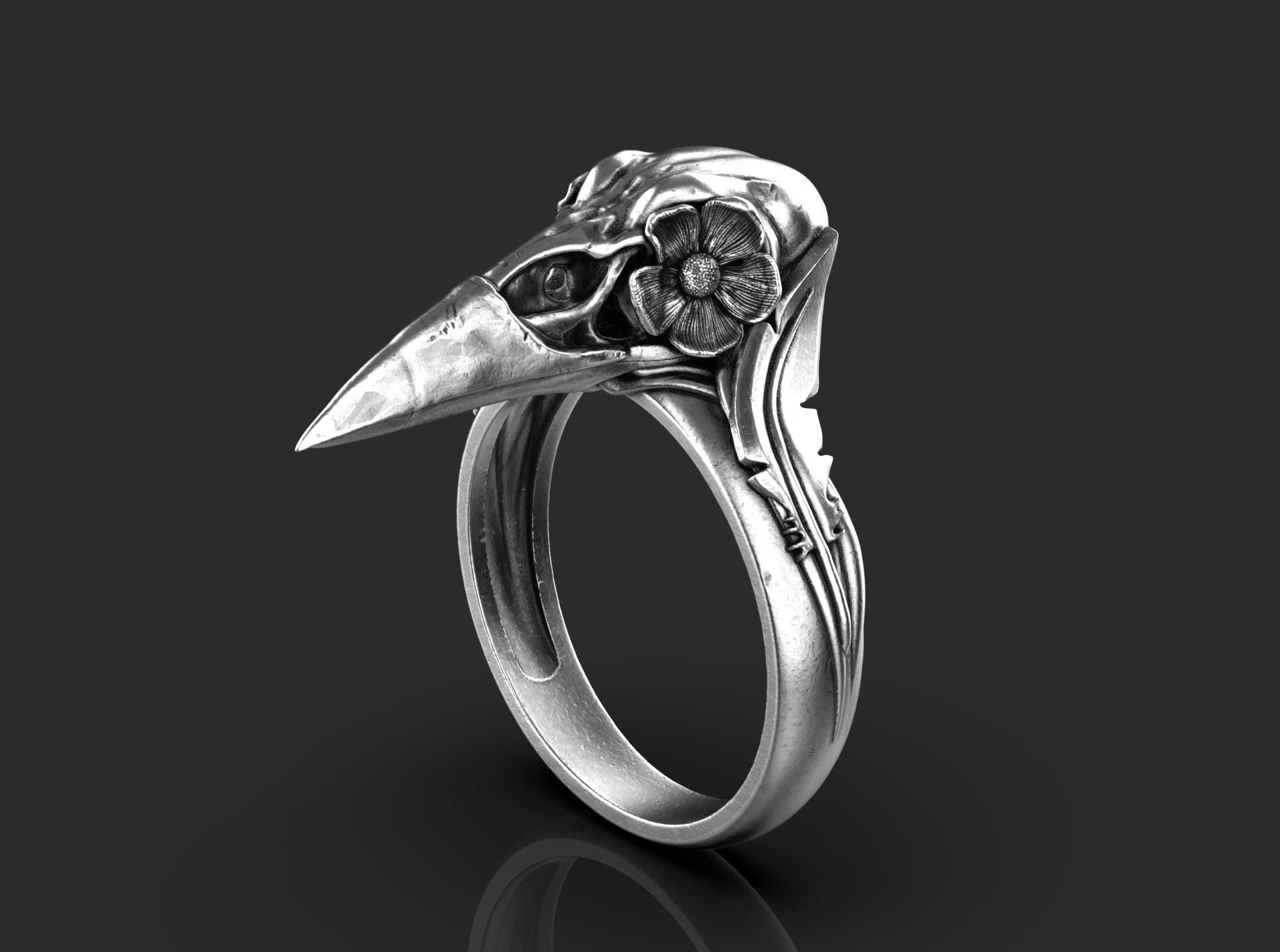 Skull crow ring 3D printable model | CGTrader