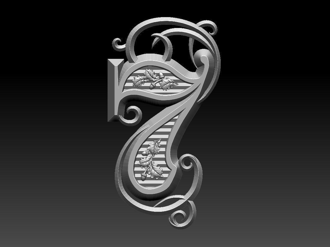 number 7 ornate seven 3D model 3D printable | CGTrader