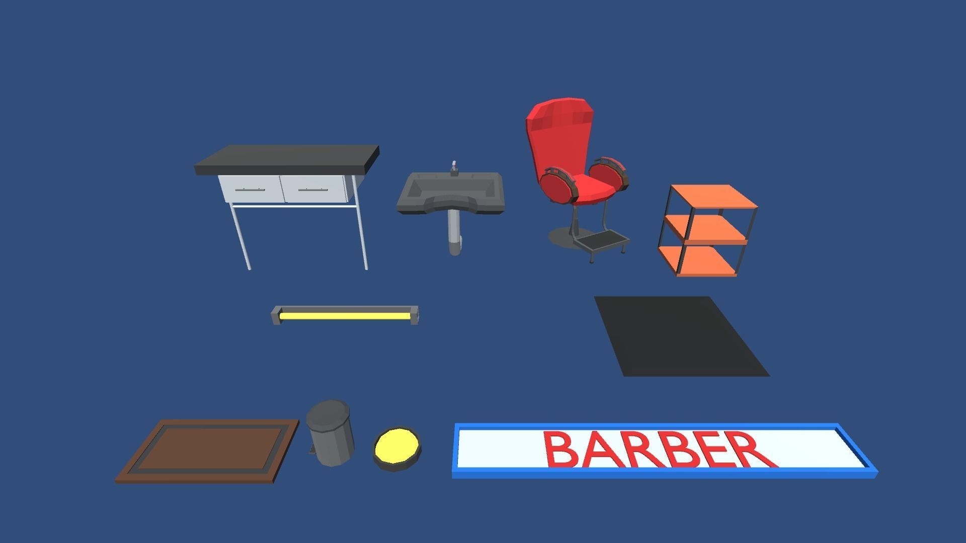3D model 9t5 Low Poly Barber Shop VR / AR / low-poly | CGTrader