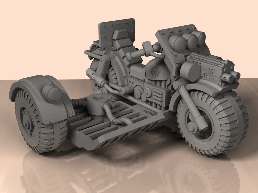 Space warrior bike with sidecart 3D print model 3D model 3D printable ...