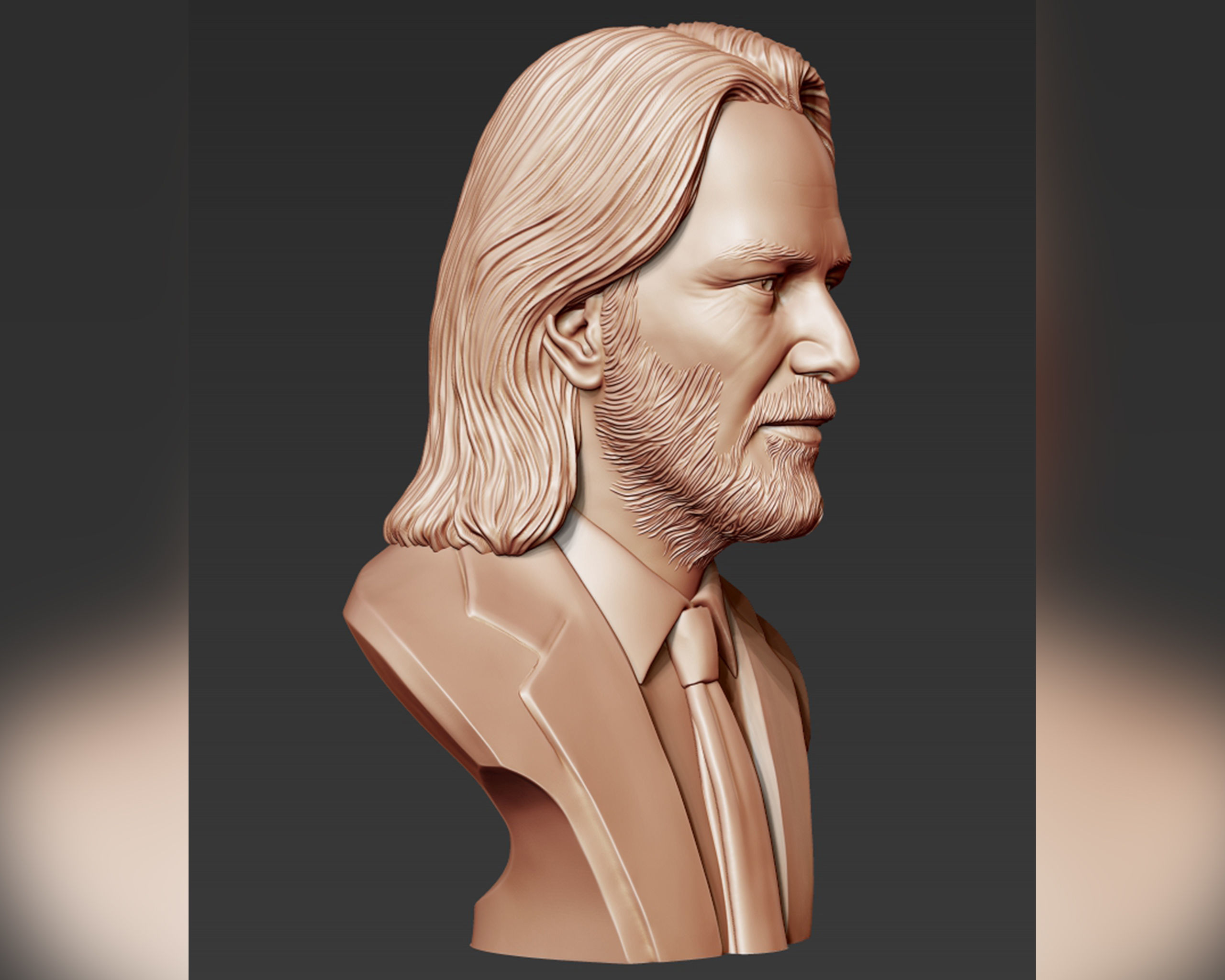 Keanu Reeves 3D portrait sculpture 3D model 3D printable | CGTrader