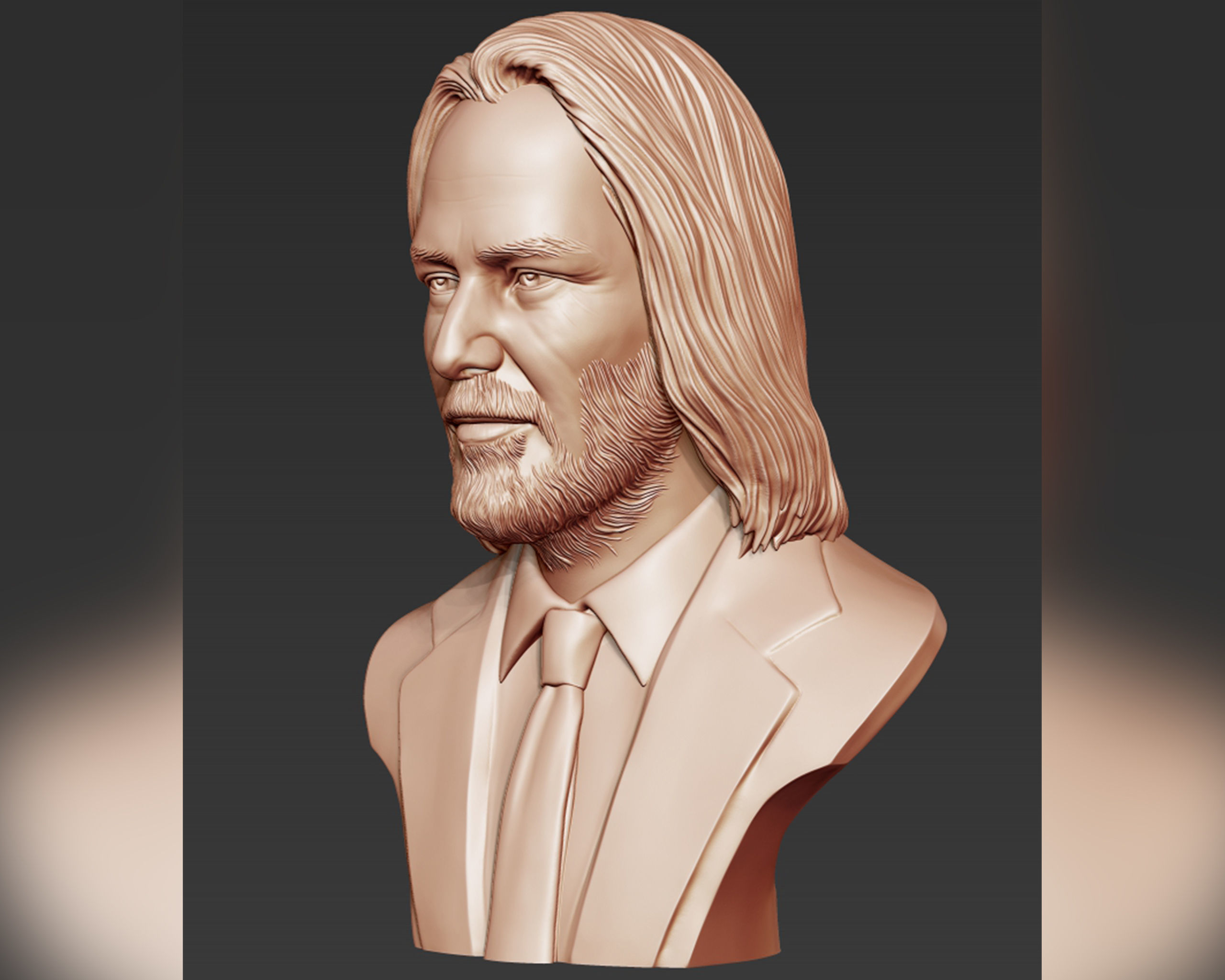 Keanu Reeves 3D portrait sculpture 3D model 3D printable | CGTrader