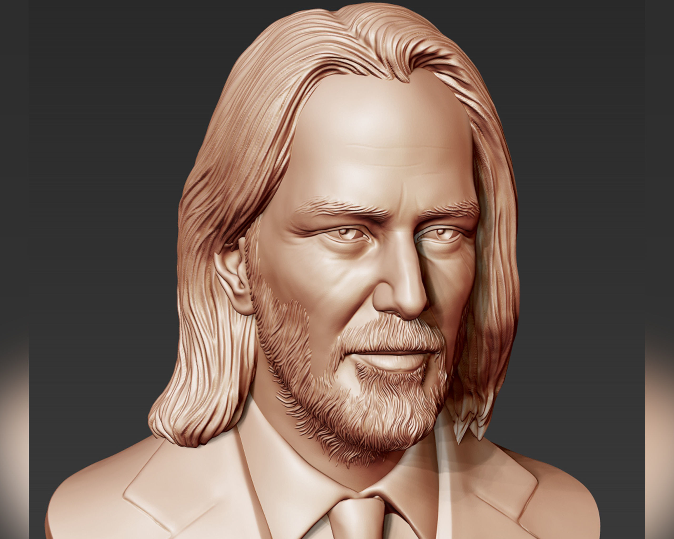 Keanu Reeves 3D portrait sculpture 3D model 3D printable | CGTrader