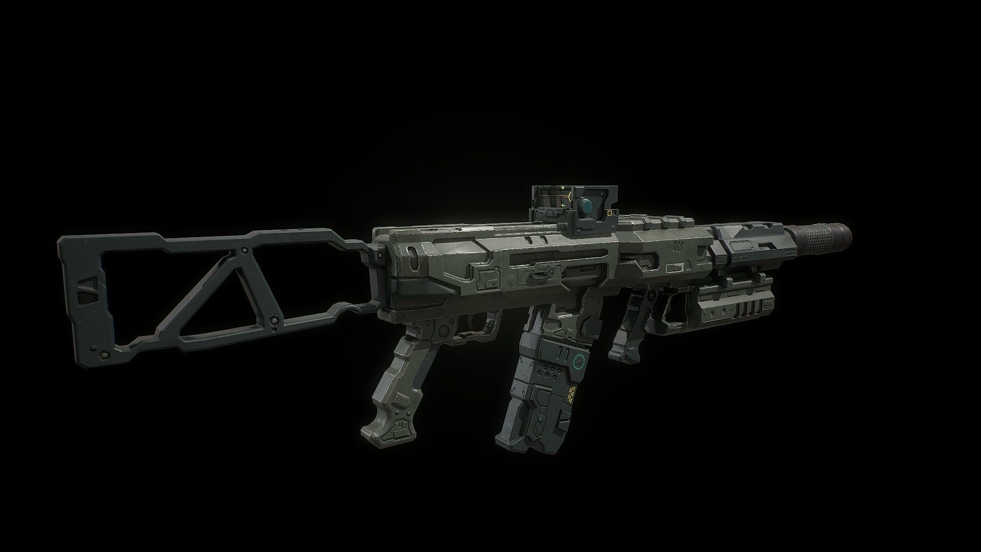 3D model Futuristic dark assault rifle VR / AR / low-poly | CGTrader