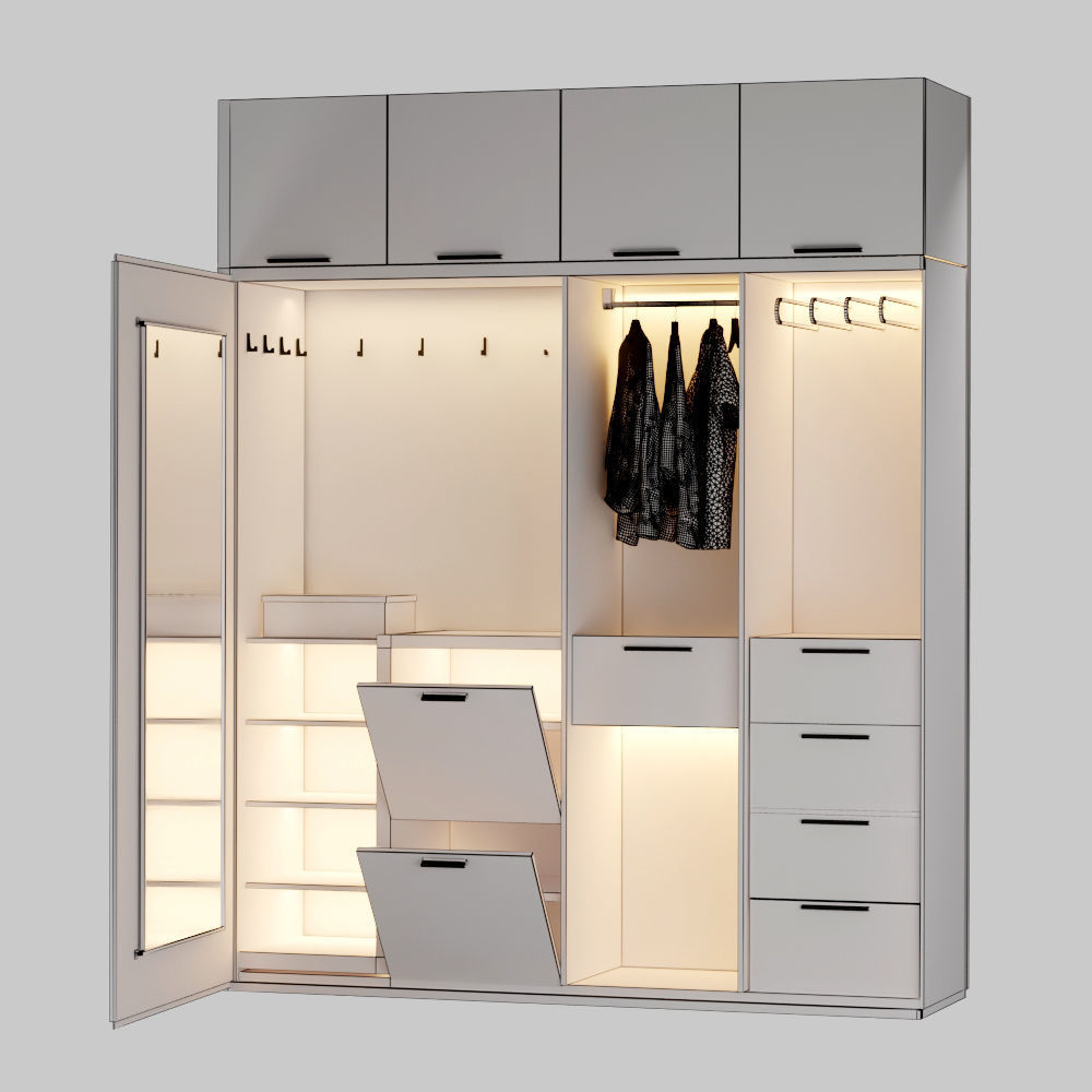 Wooden Wardrobe - Animated 3D model animated | CGTrader