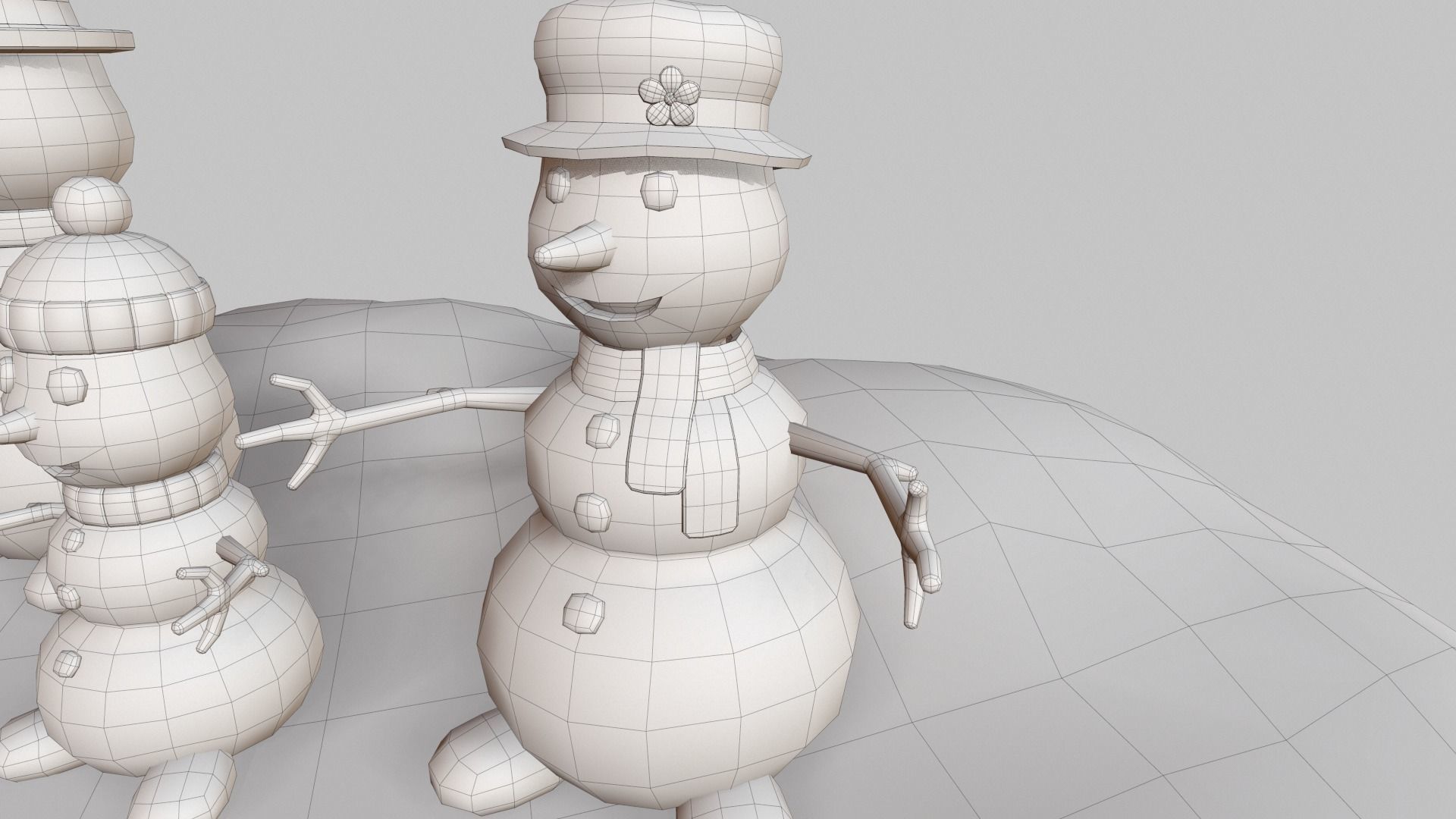 3D model Cartoon Snowmen family VR / AR / low-poly | CGTrader