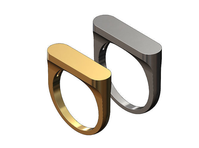 Slot flat top engravable signet ring 3D model 3D printable | CGTrader