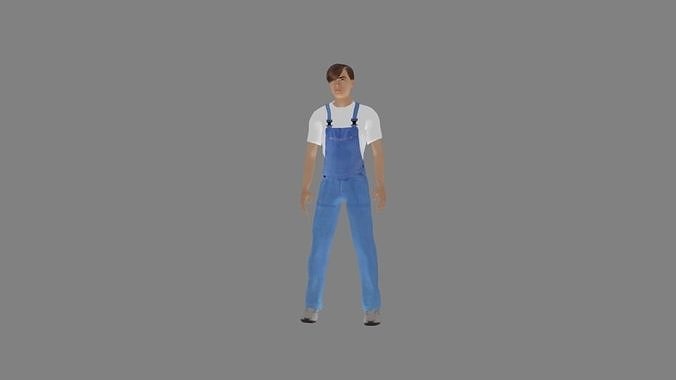 3D model man in overalls free 3D model rigged | CGTrader