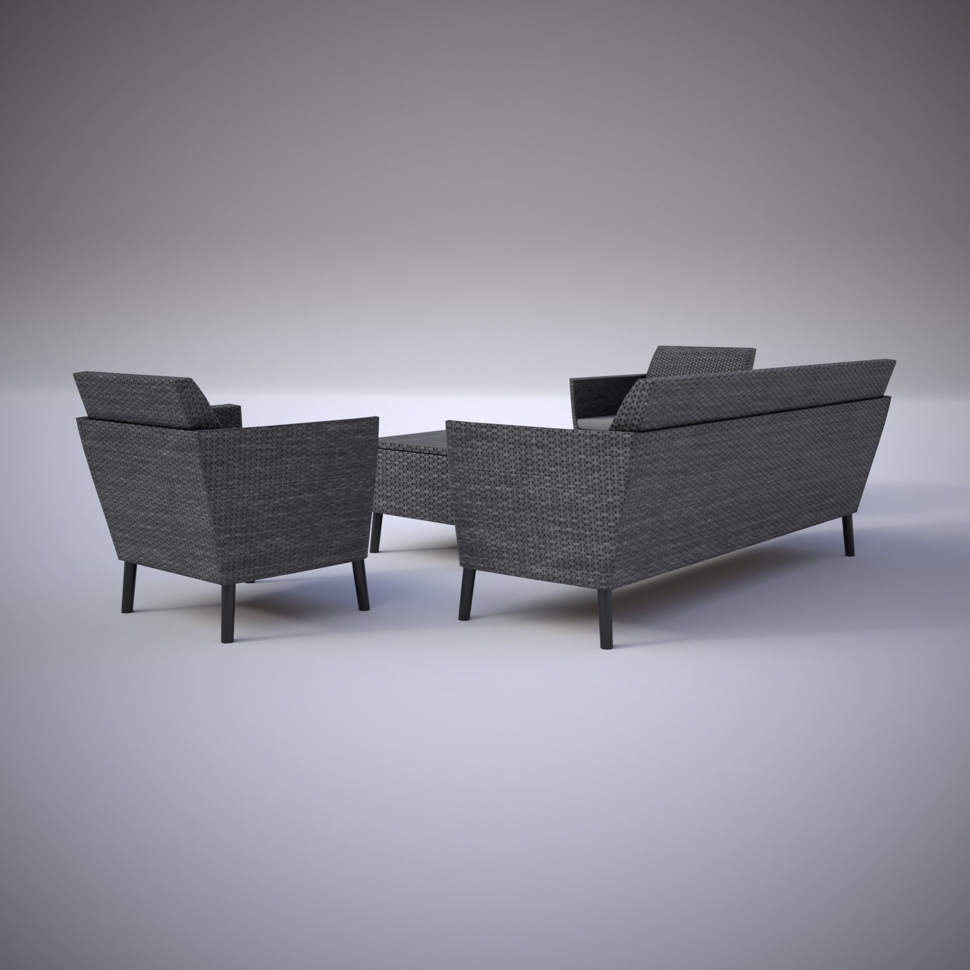 Furniture set of sofas and chairs free VR / AR / low-poly 3D model ...