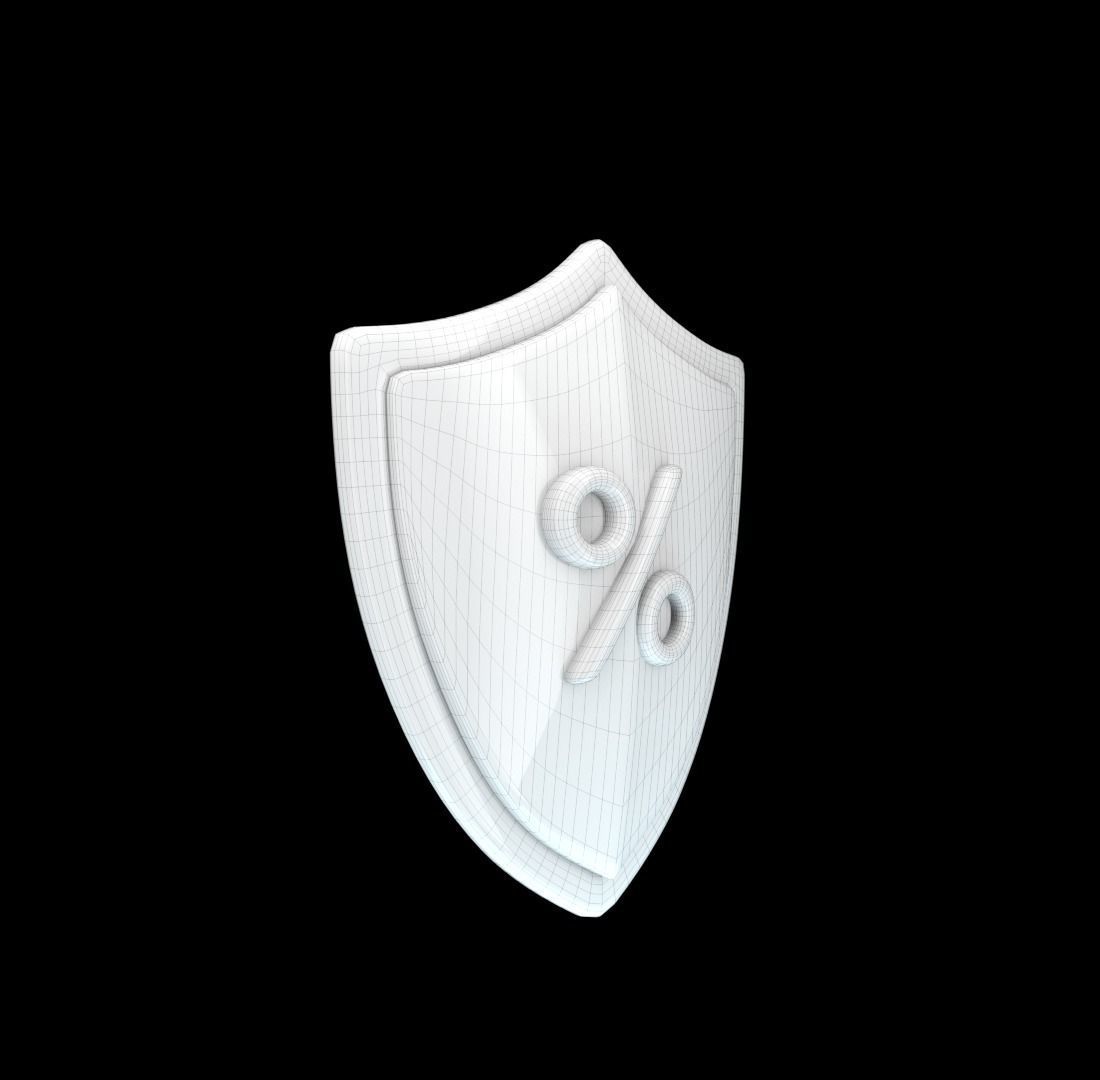 Shield with percent sign SUBD 3D model | CGTrader