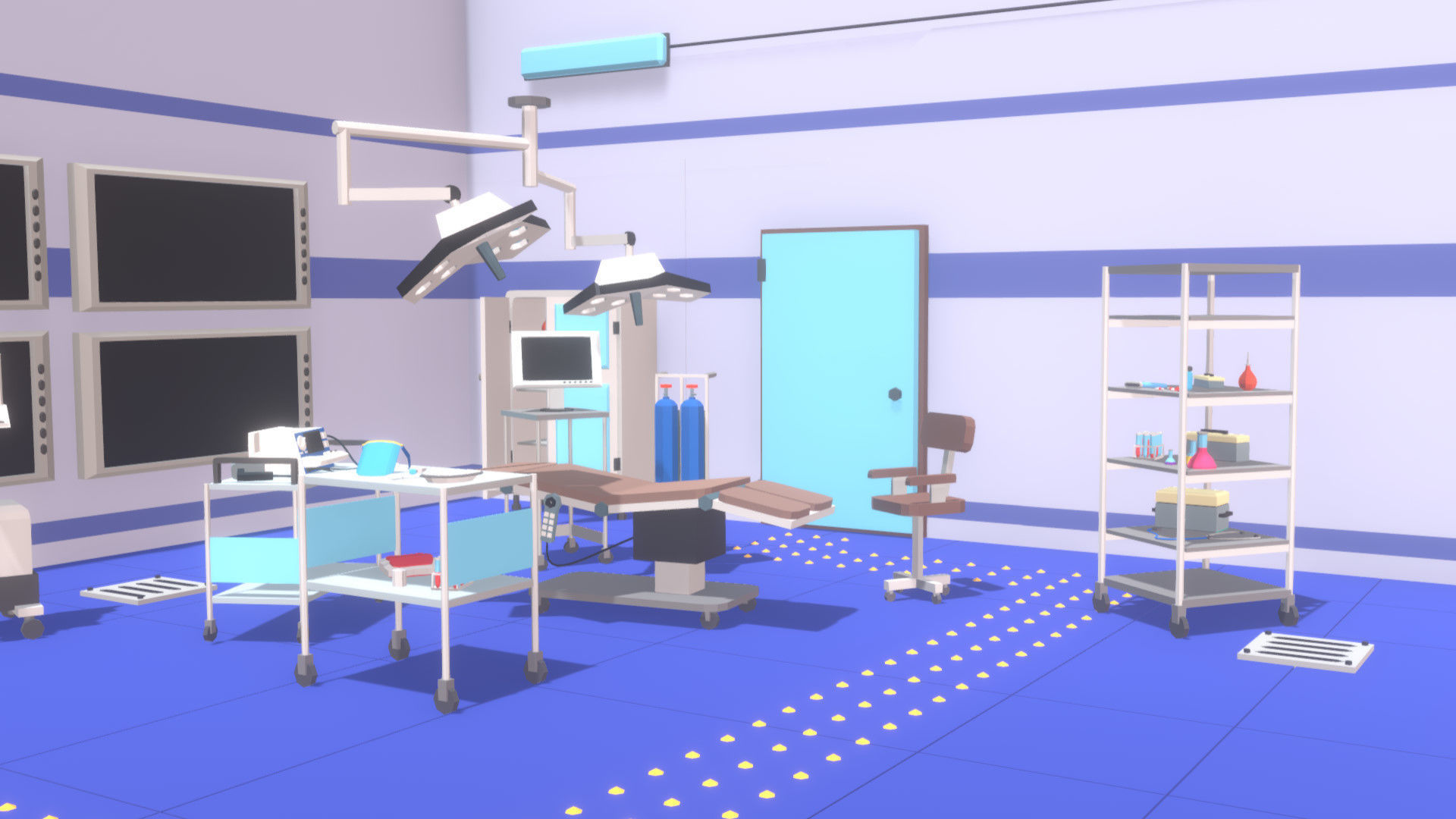 3D model Low Poly Hospital VR / AR / low-poly UNITYPACKAGE