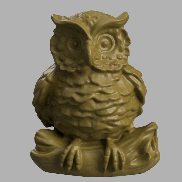 Owl 3d print on branch 3D model 3D printable | CGTrader