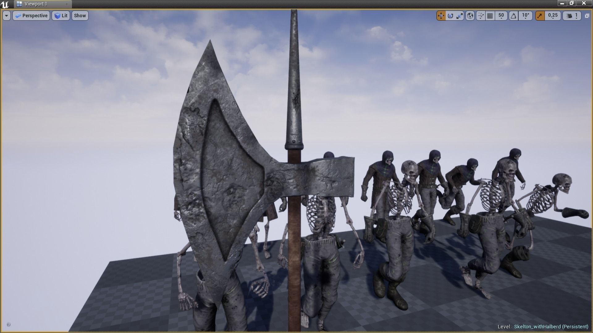 3D model Skeleton withHalberd VR / AR / low-poly | CGTrader