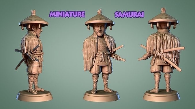 Samurai Miniature 5 -Mini Troop -3D print model 3D model 3D printable ...
