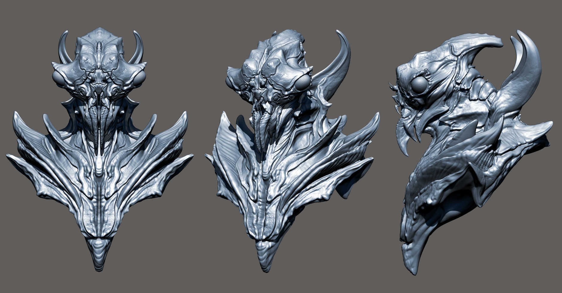 Alien insect bust ready for 3D print 3D model 3D printable | CGTrader