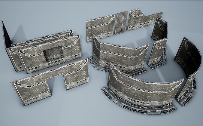 3D model sci fi walls - modular VR / AR / low-poly | CGTrader