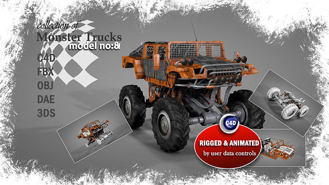 Monster Truck 11 3D model animated rigged | CGTrader