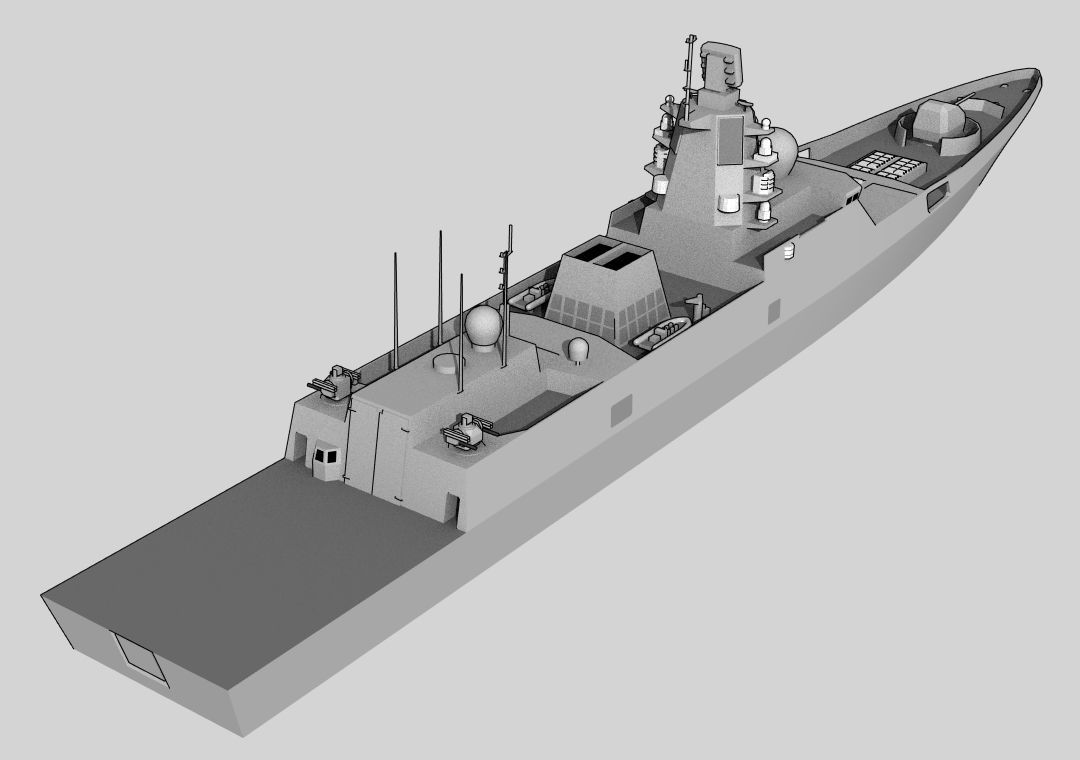 3D model FFG Admiral Gorshkov class Project 22350 VR / AR / low-poly ...