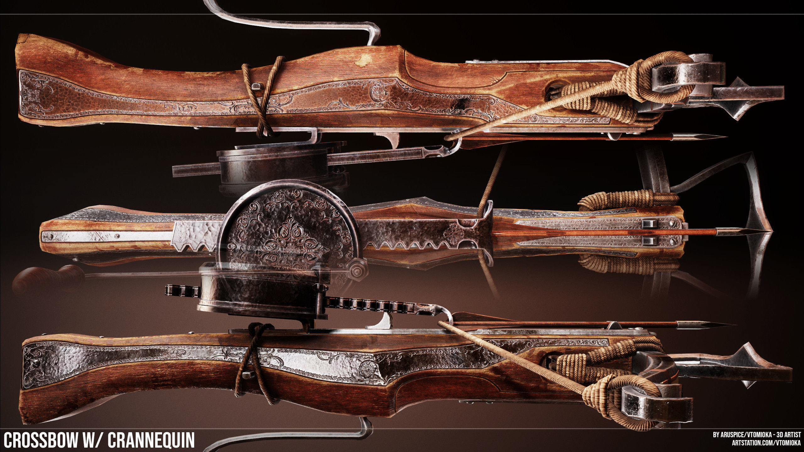 3D model Crossbow with Cranequin VR / AR / low-poly | CGTrader