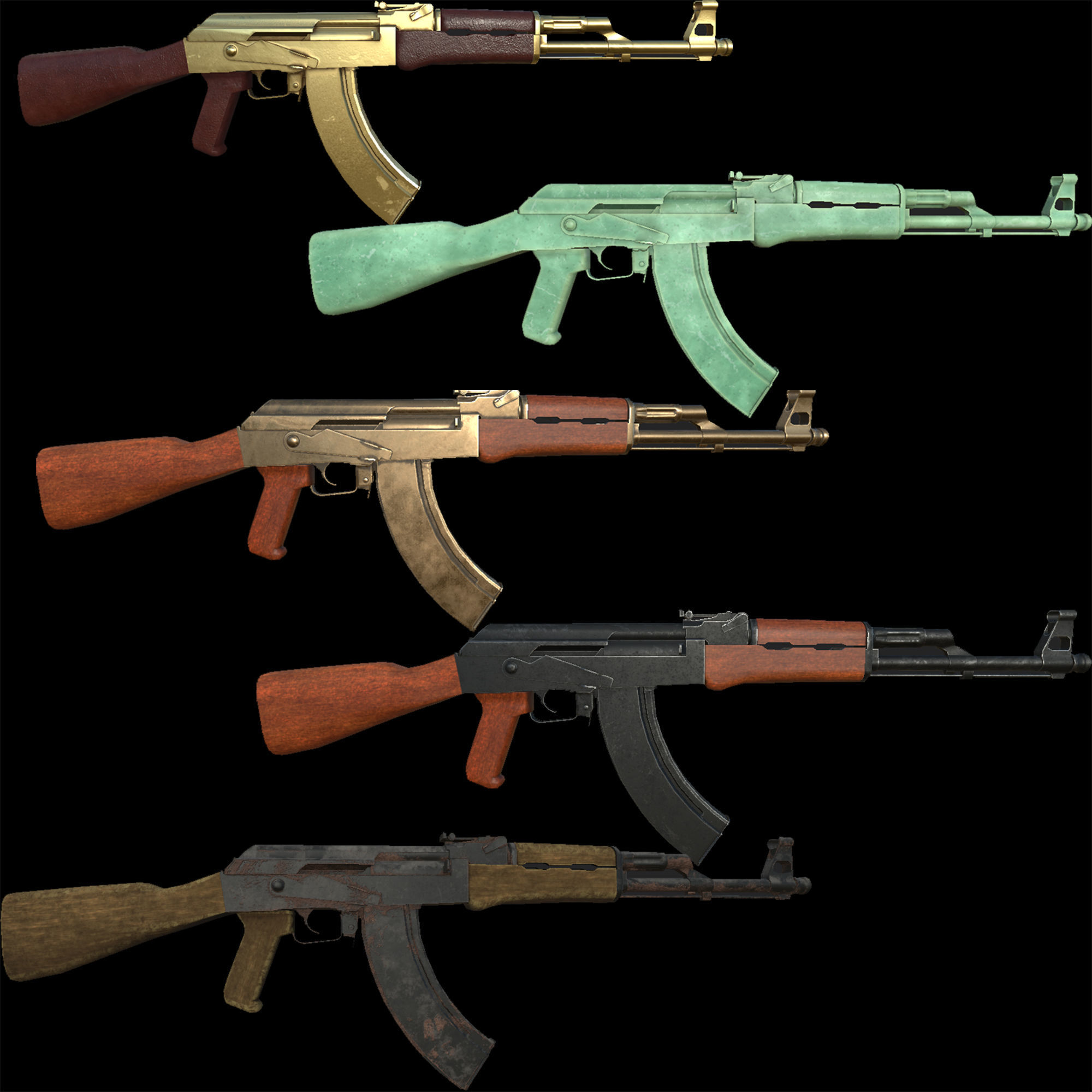 AK-47 Low poly 3D model VR / AR ready | CGTrader