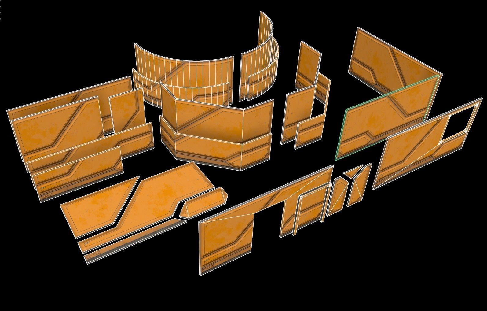 3D Model Collection sci fi walls - architectural modular kit VR / AR ...