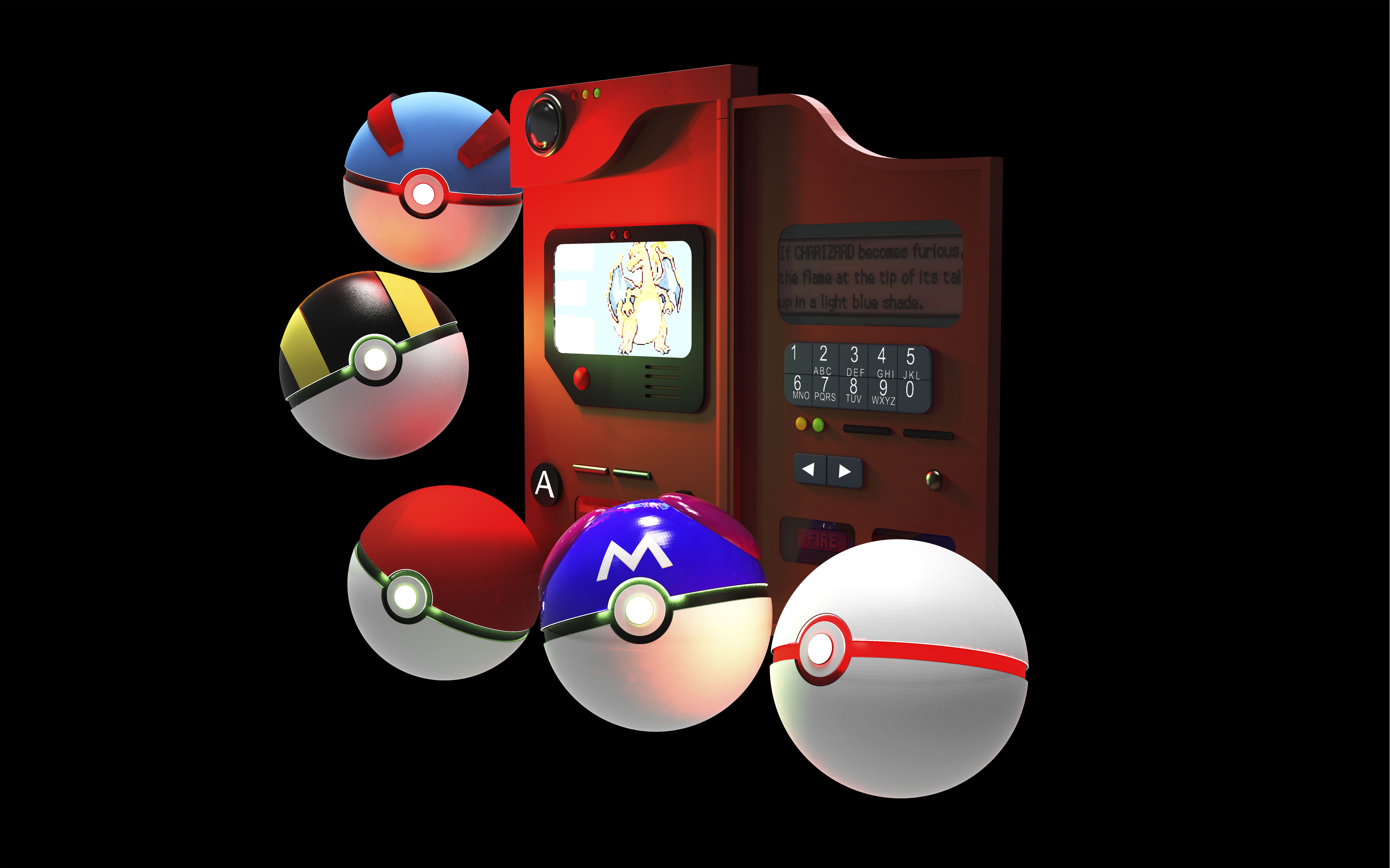 Pokedex with pokeball set 3D model | CGTrader