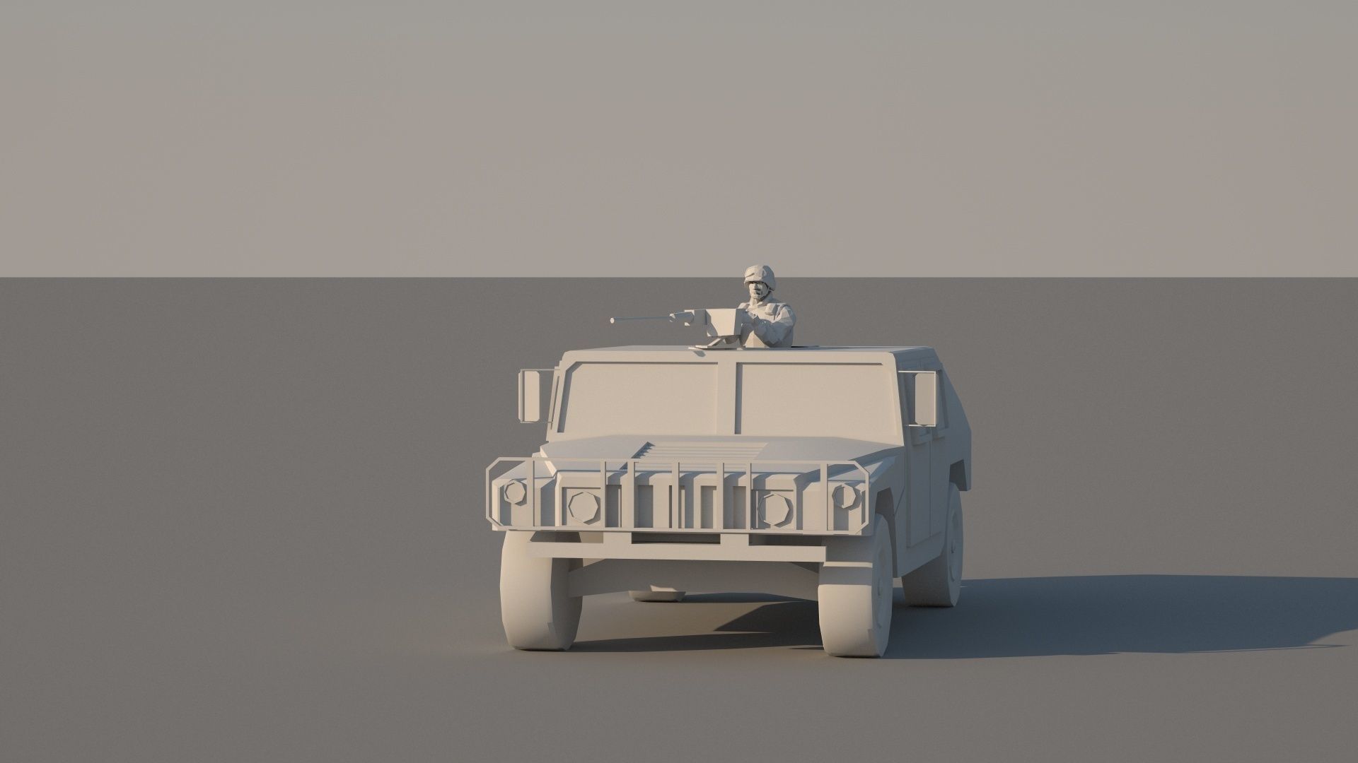 3D model Humvee Low-poly 3D model military vehicle VR / AR / low-poly ...